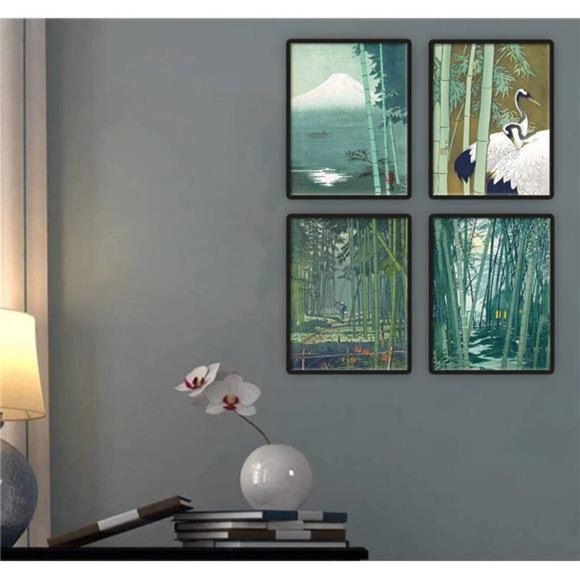 Art | Japan Japanese Asia Bamboo Shiru Vintage Wall Art Decor Set Of 4 ...